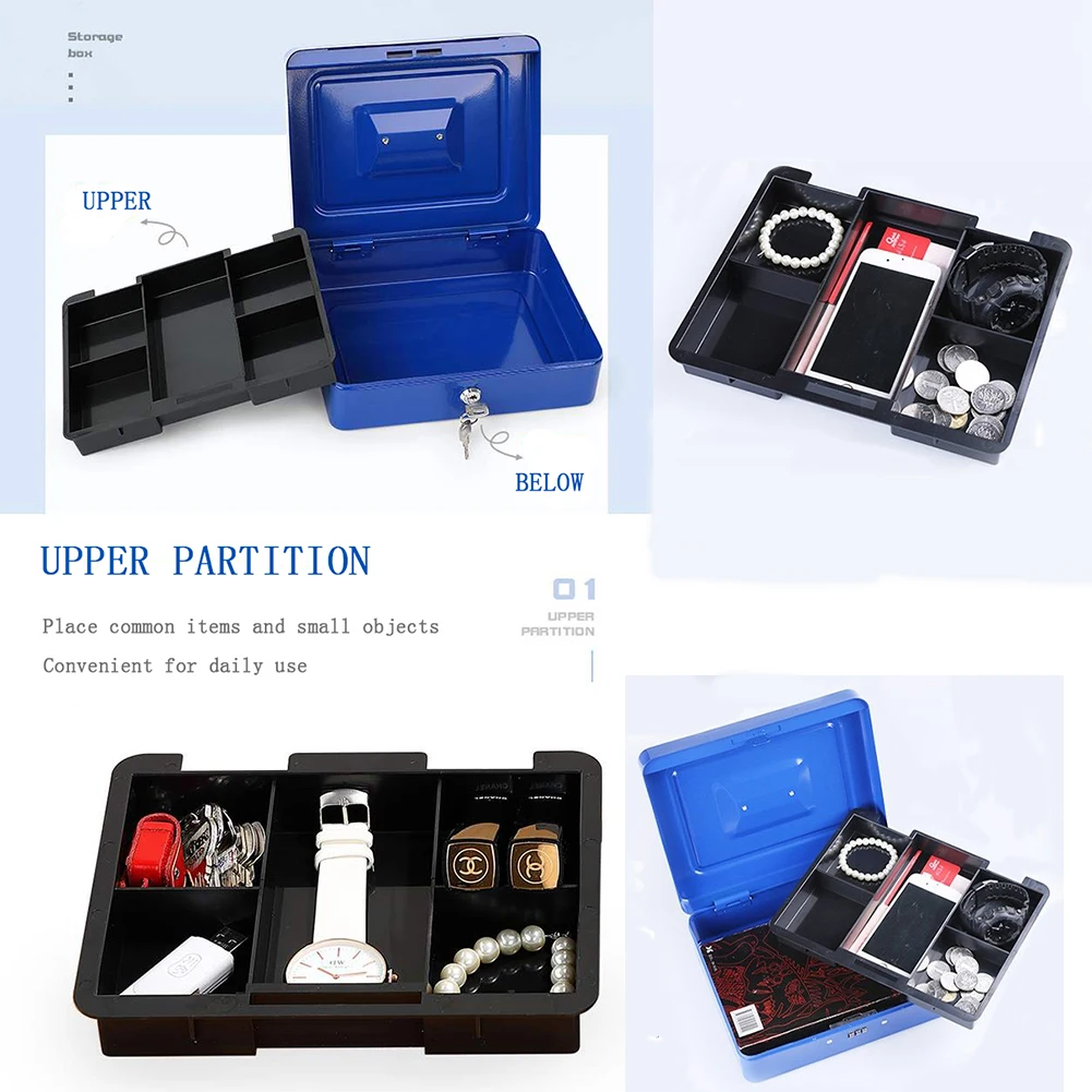 Metal Small Cash Lock Box With Key Cheap Portable Cash Box Money Saver ...