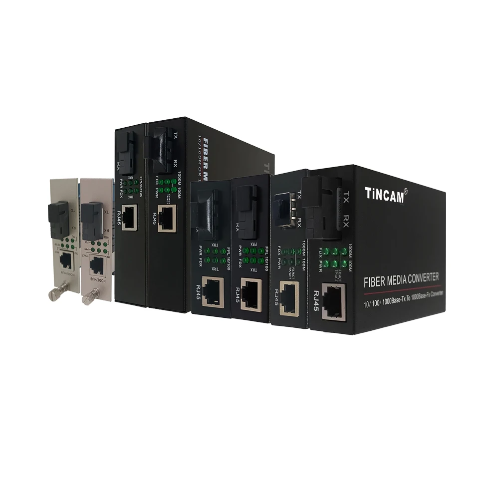 TiNCAM 10/100M Media Converter Fiber Optical 1310nm 1550nm 10/100M 20km ...