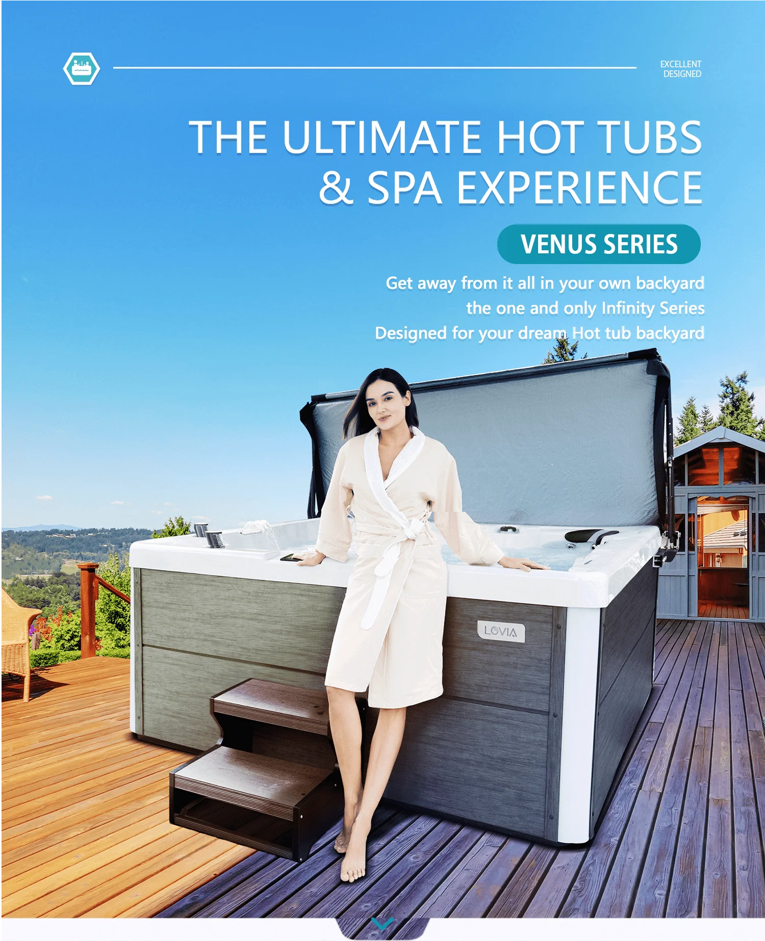 Luxury Outdoor Whirlpool Hot Tub 5 Person 66 Jets Balboa Control System Person Hot 6 Tub Hot Spa ...
