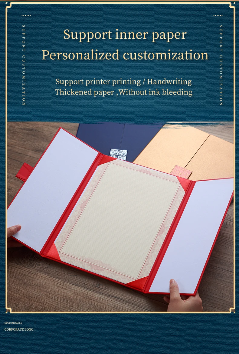 Yellow Certificate Cover - Trifold A4 Folder with Button