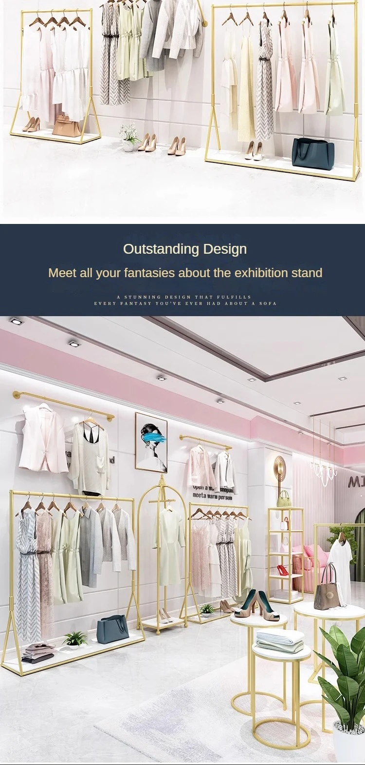 Golden Display Rack Floor-to-ceiling Women's Clothing Store Shelves ...