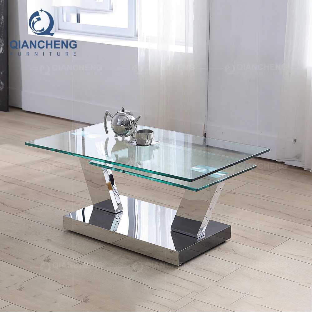 Extendable Modern Rotating Glass Top Coffee Table - Buy Extendable ...