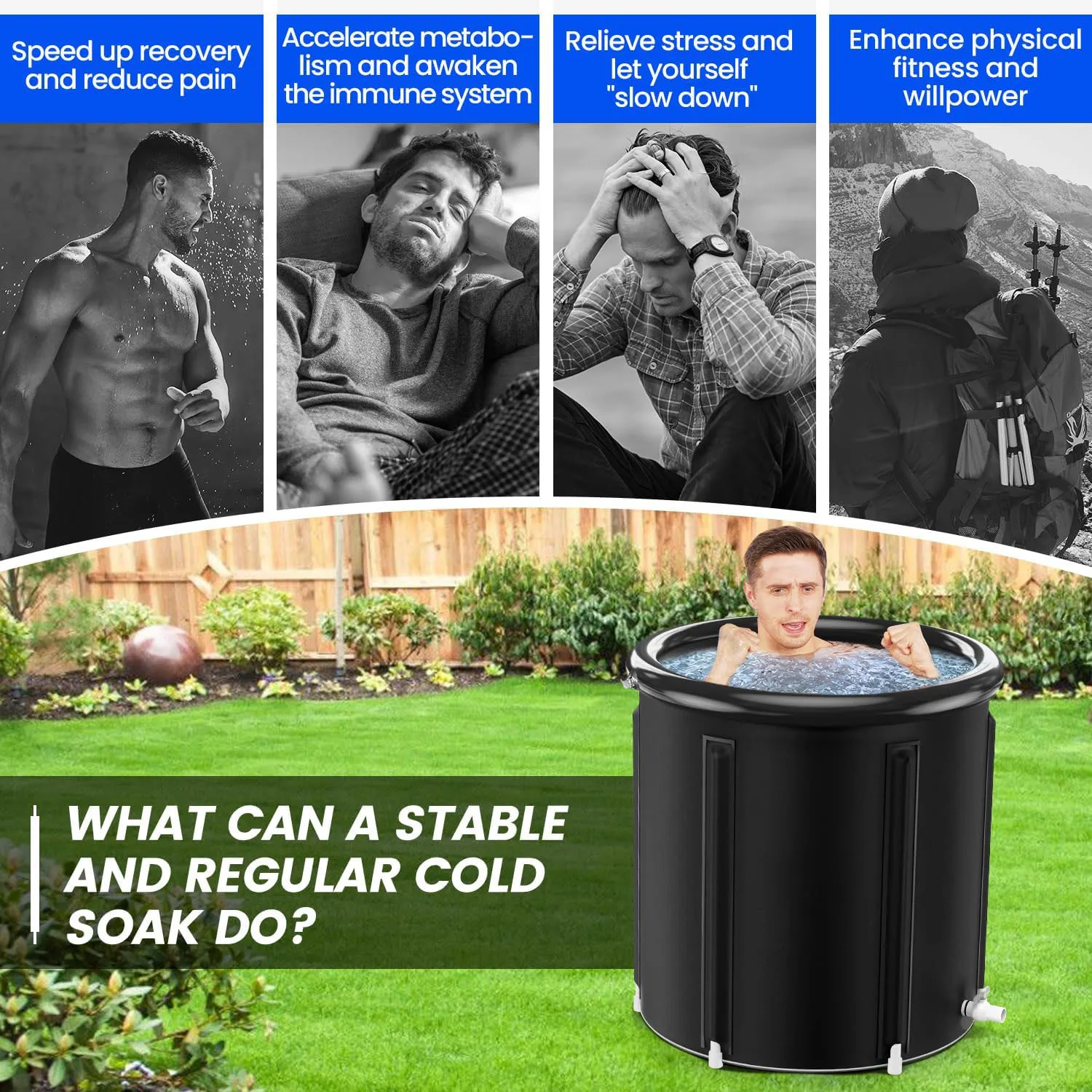 Large Ice Bath Tub for Athletes - 106 Gallons Portable Pool