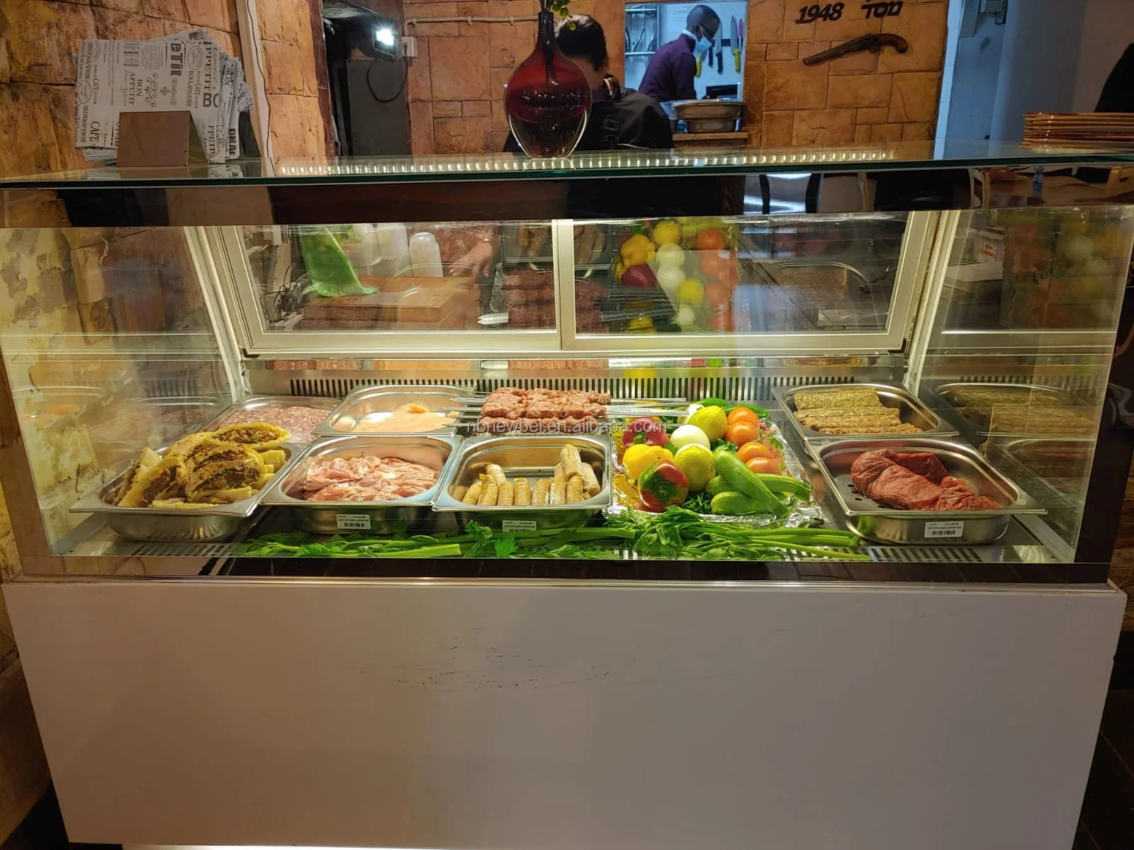 Newbel Fresh Meat Display Showcase Supermarket Display Freezer Hanging ...