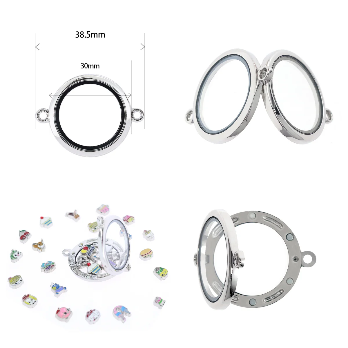 On Sale 30mm Alloy Magnetic Photo Glass Memory Lockets Pendant For Lady ...