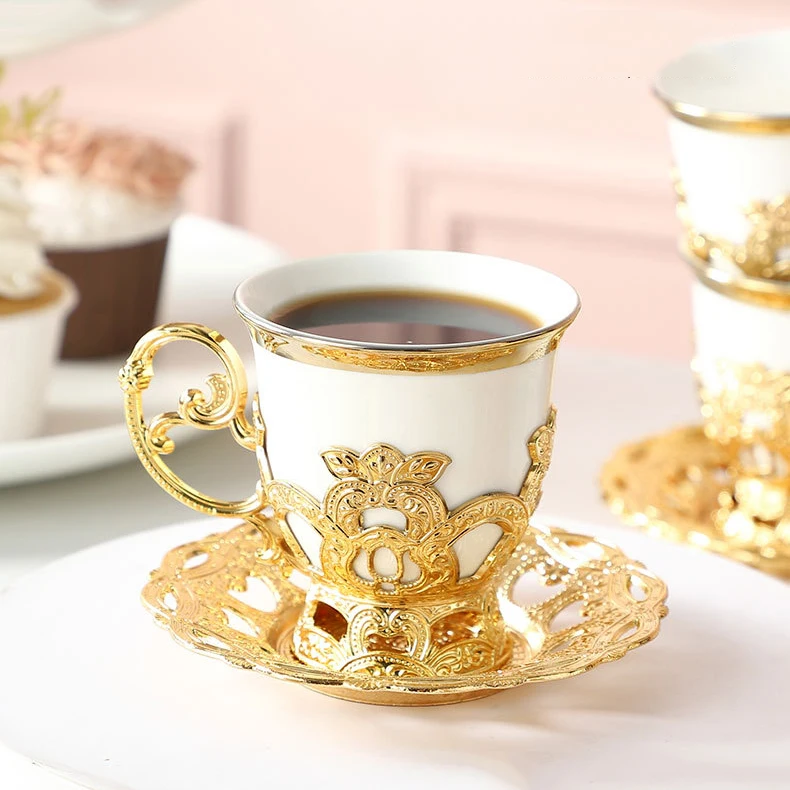 Luxury Coffee Cup and Saucer Set - 80ml Arabic Tea Cup