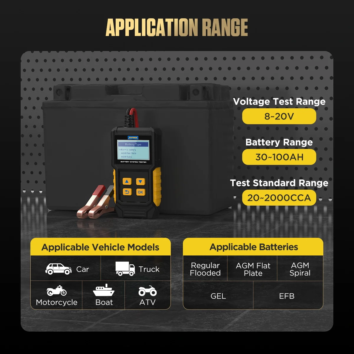 Autool BT360 Battery Tester - Universal 12V Diagnosis Tool