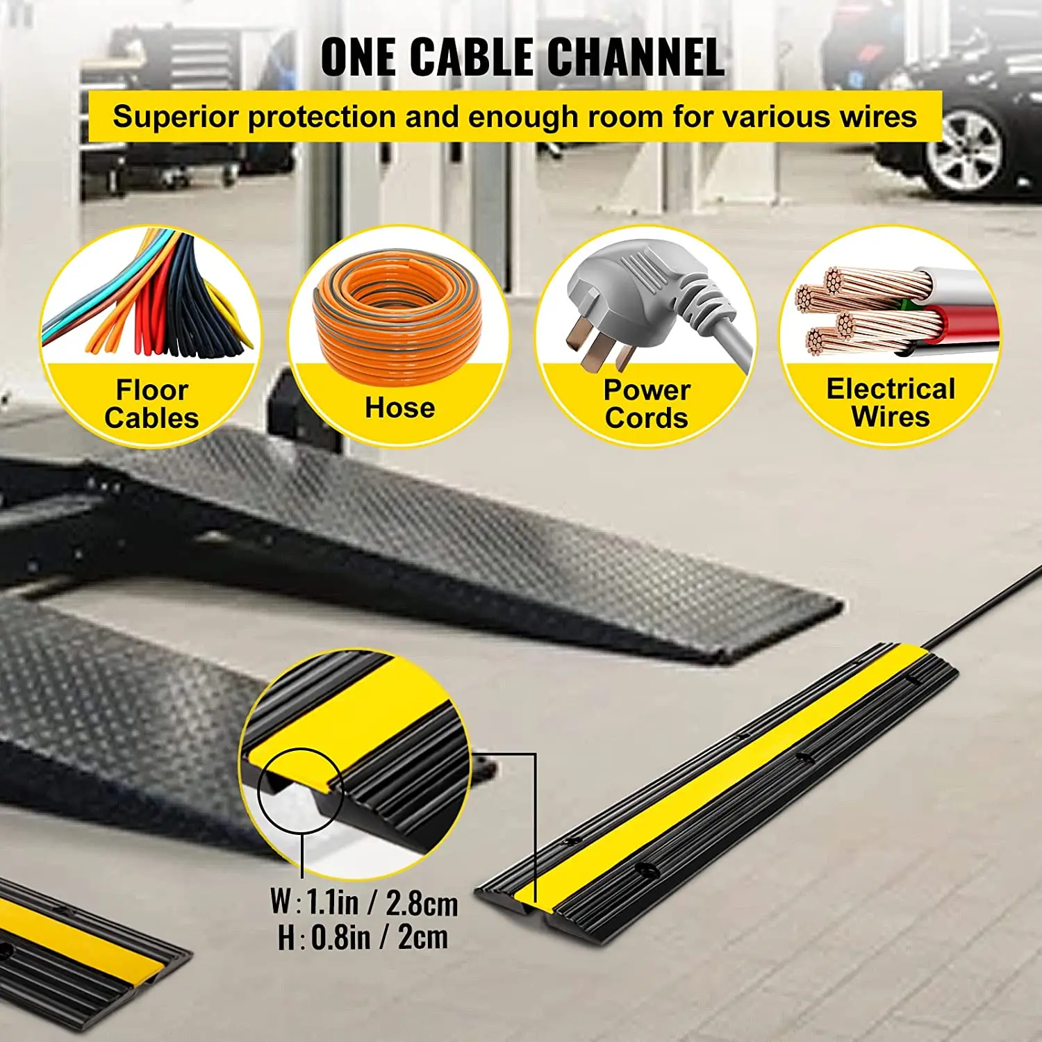 1 Channel Rubber Cable Protector - Durable & Versatile