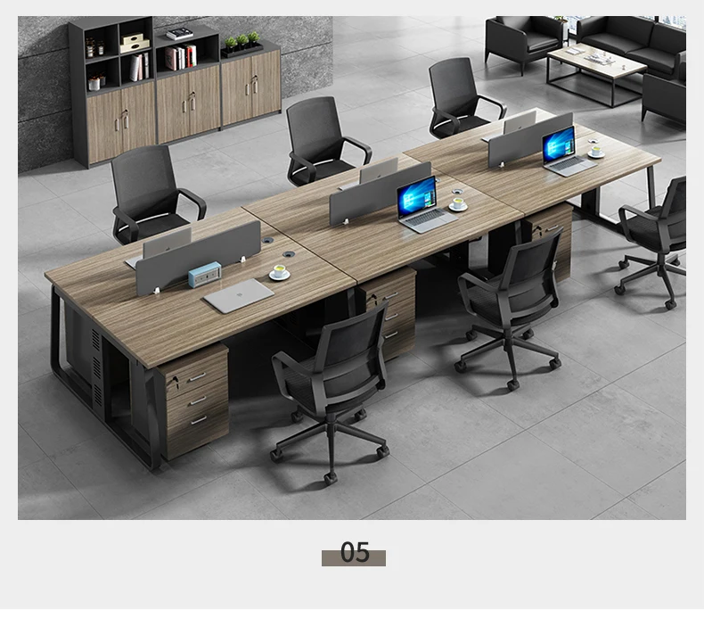 Zitai Modern Office Stainless Steel Leg Wood 4 Person Computer Cubicle ...