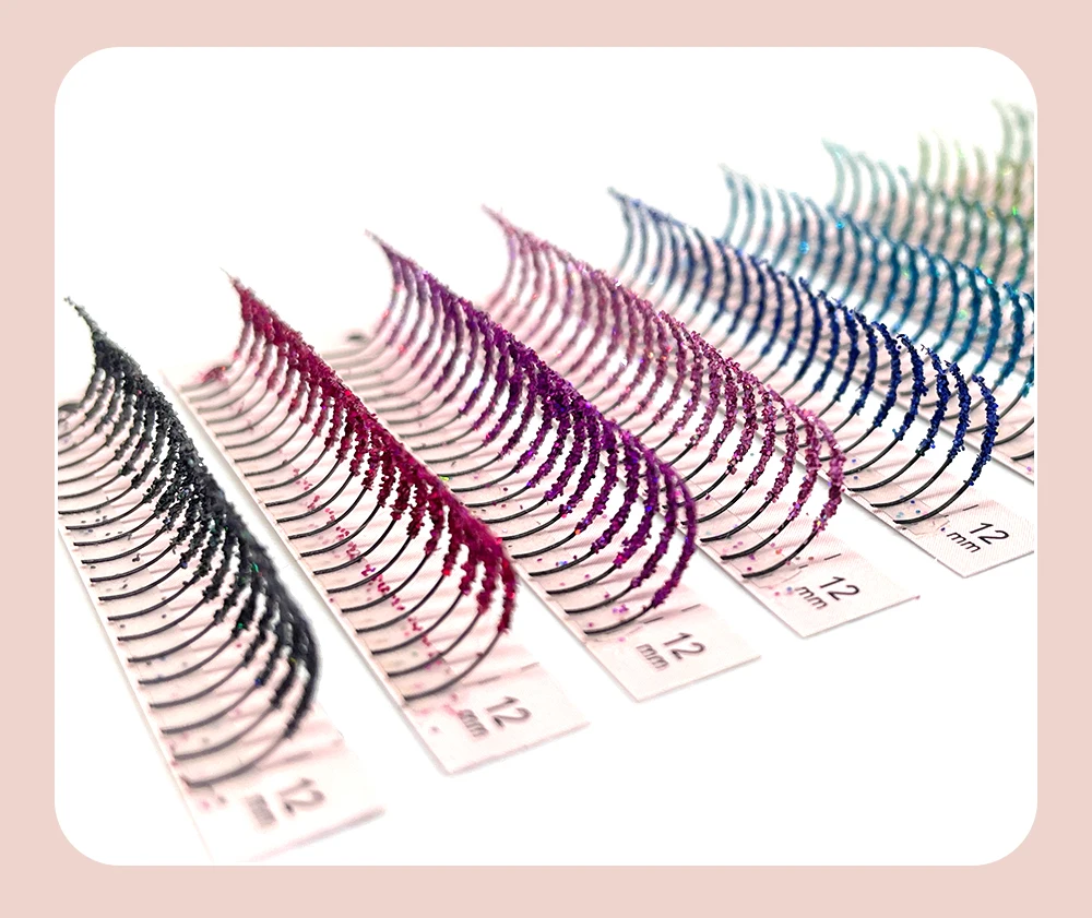 DIYDAY Korean Neon Colored Glitter Eyelashes Strips Individual Mink ...