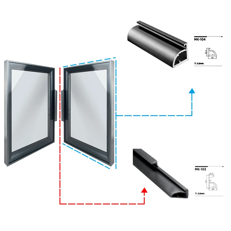 Modern Styles Glass Door Profile 20mm 25mm 30mm Aluminum