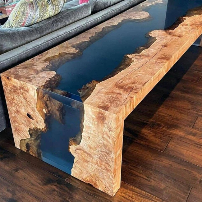 Simple natural Irregular shaped wood dining table top epoxy resin solid ...