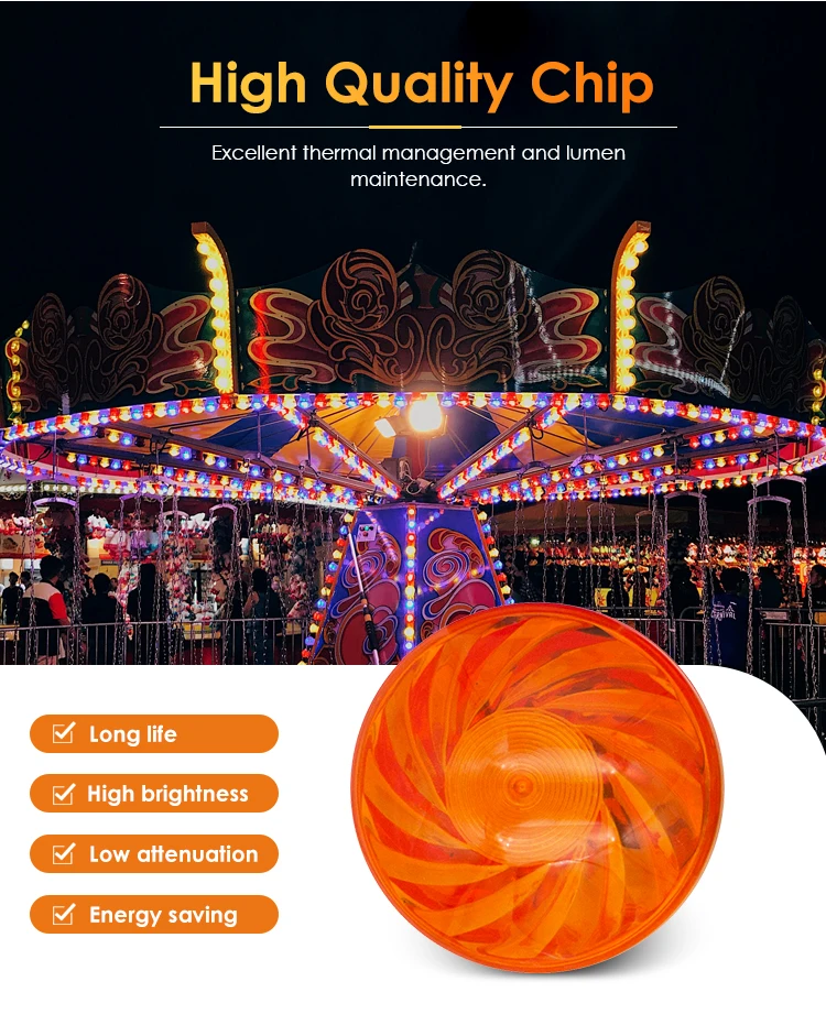 E14 60*60mm Amusement Ride Bulb Cabochon Led Light - 30000hrs