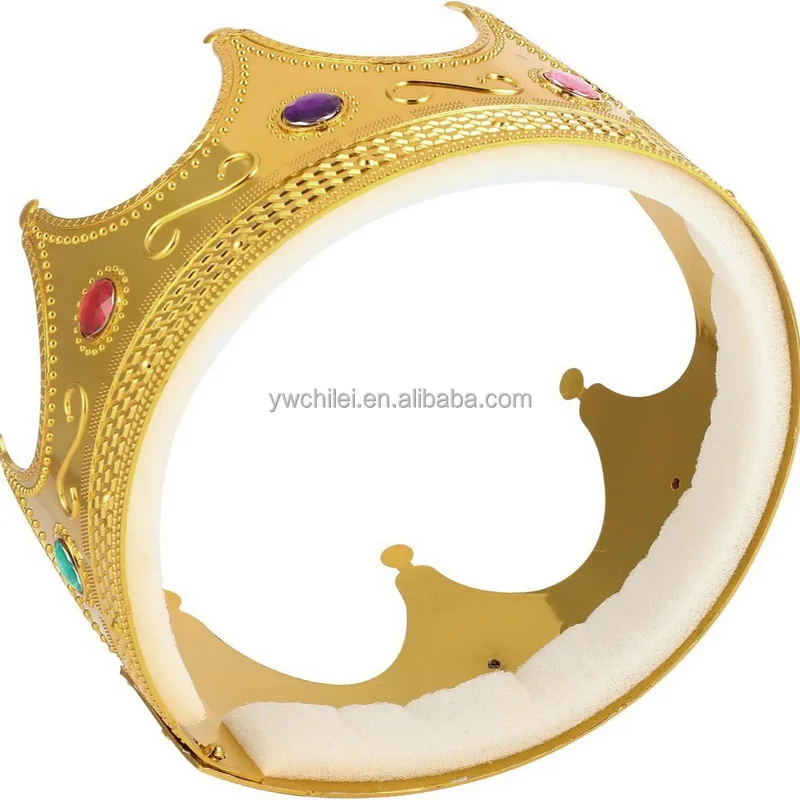 Gold Plastic Royal King Queen Crown - WEIKAI TD018