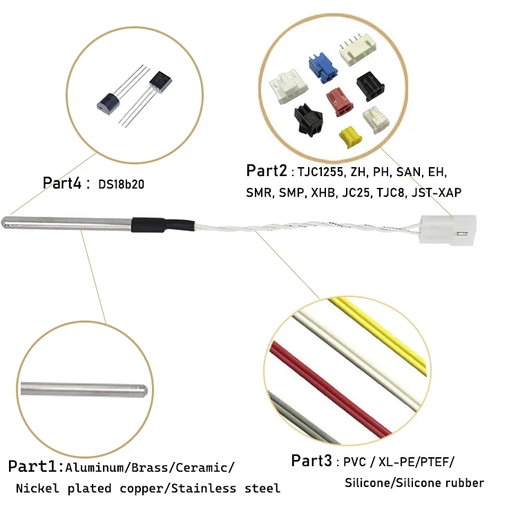 Stainless Steel Ds18b20 Digital Waterproof Temperature Sensor 1m 2m 3m ...