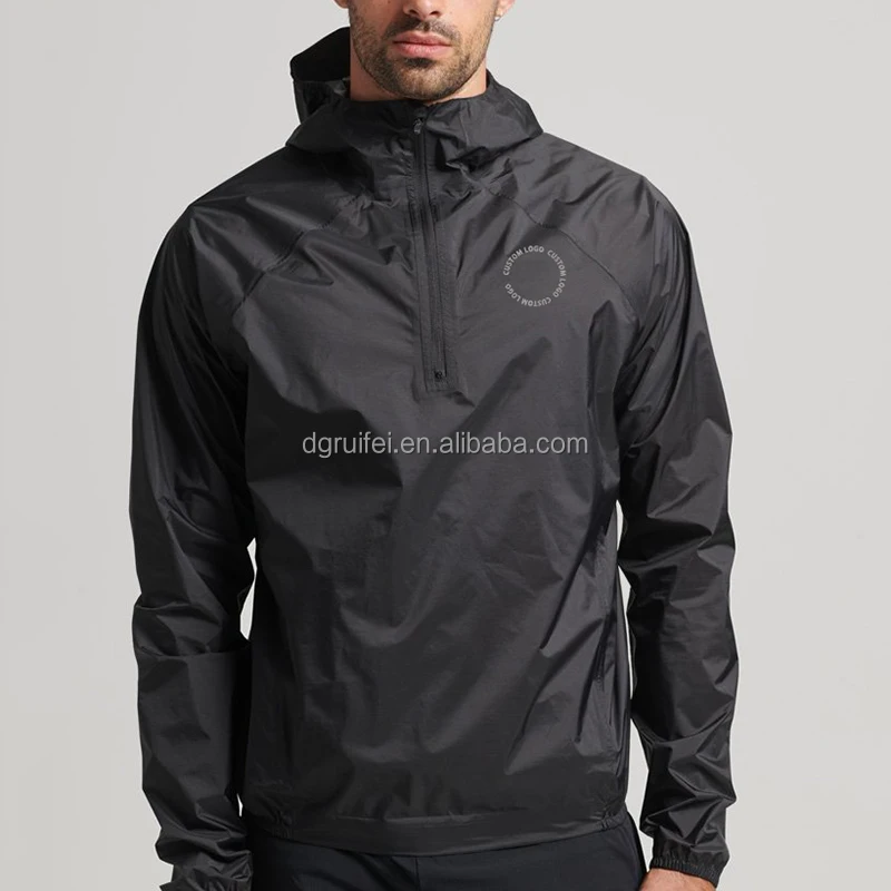 Custom logo Reflective Windbreaker Half Zip Ripstop Activewear Wind ...