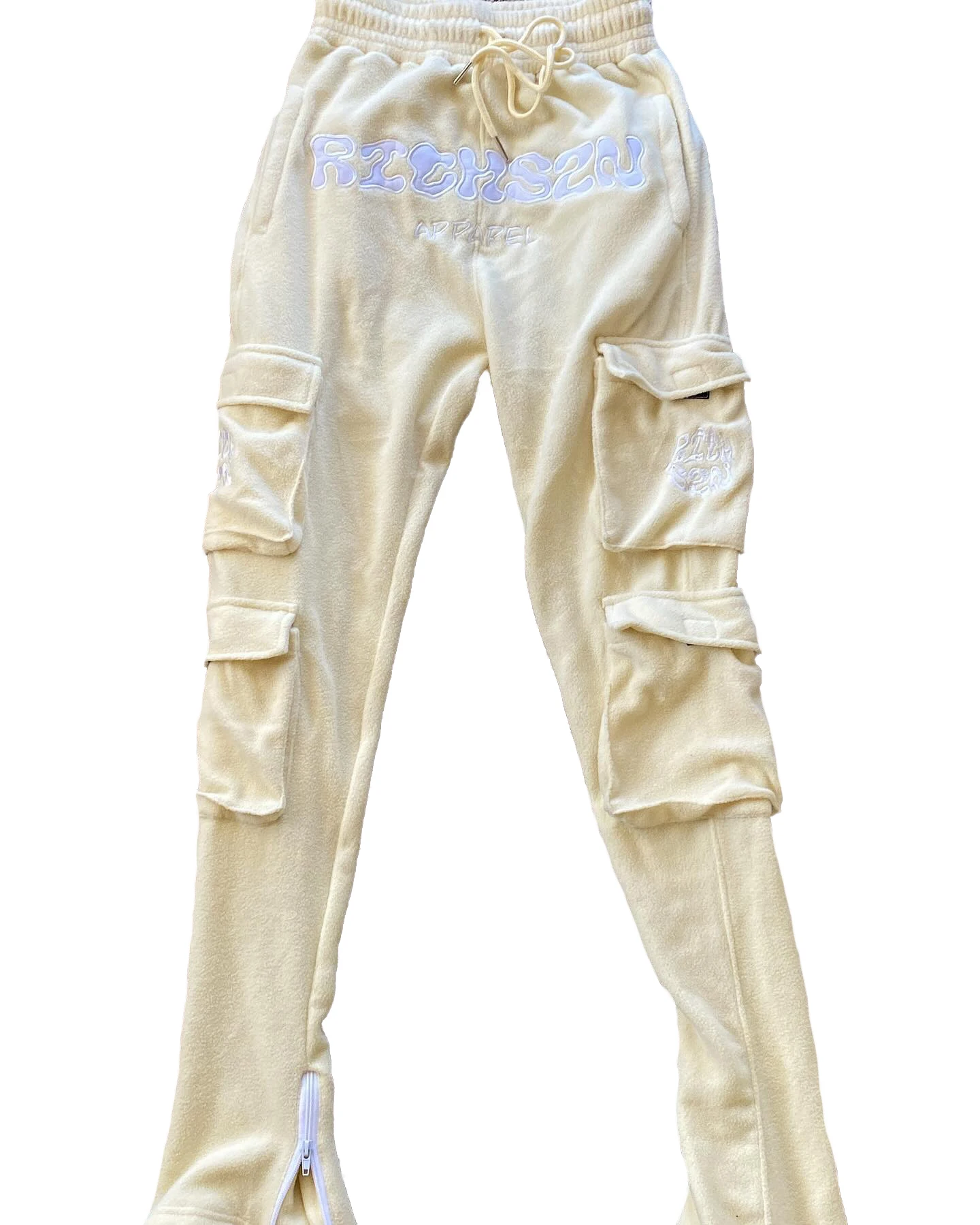 Custom Men Puff Print Casual Stack Heavyweight Cotton Zippered Cuffs ...