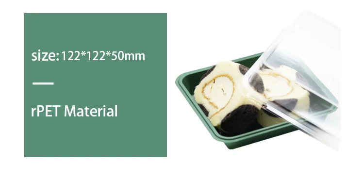 Rpet Large Rectangle Recyclable Food Grade Plastic Cake Box Bread Food Container Take Away Clear ...