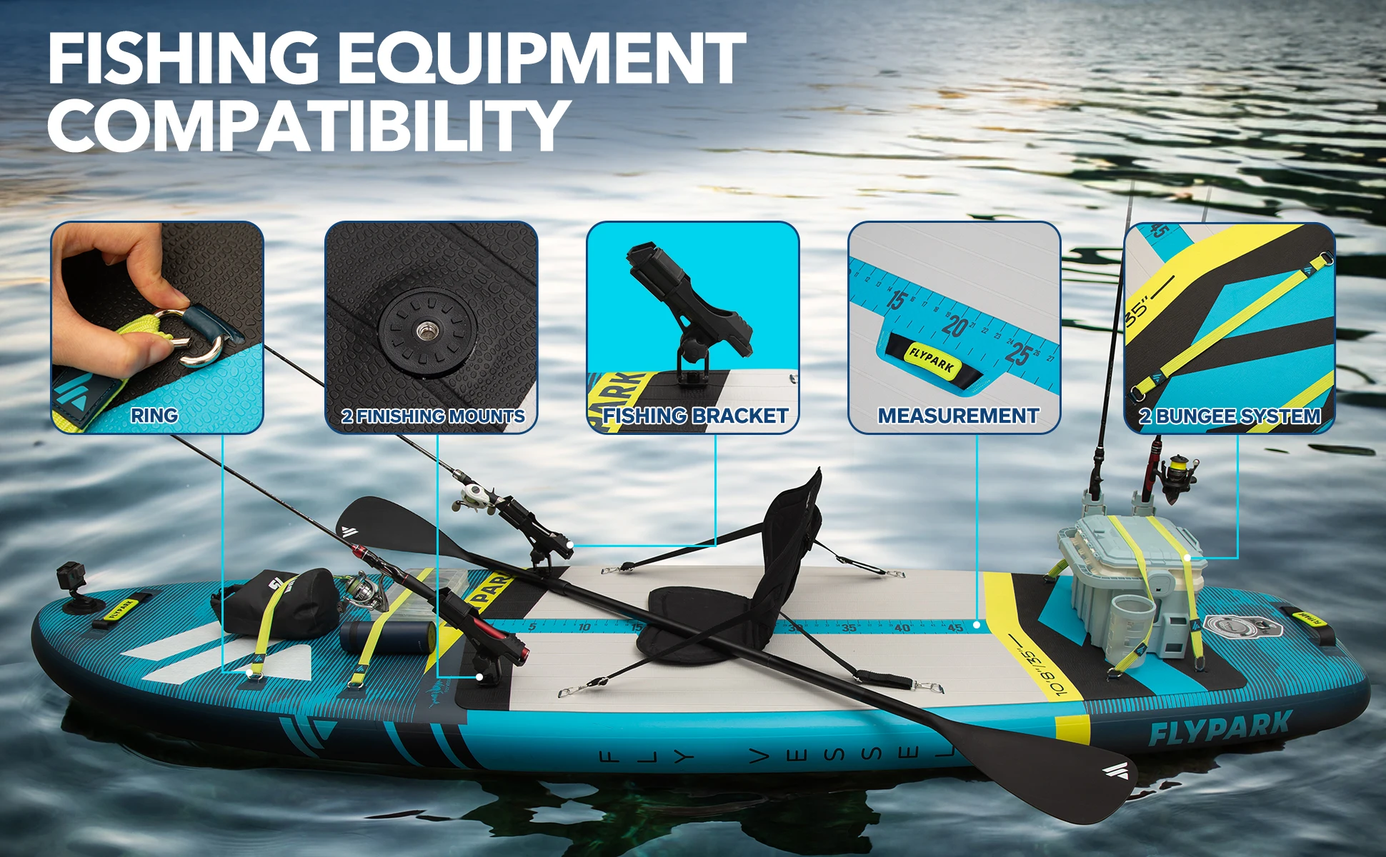 Inflatable Fishing SUP Board - 10'8" X 35" - 370LBS Capacity