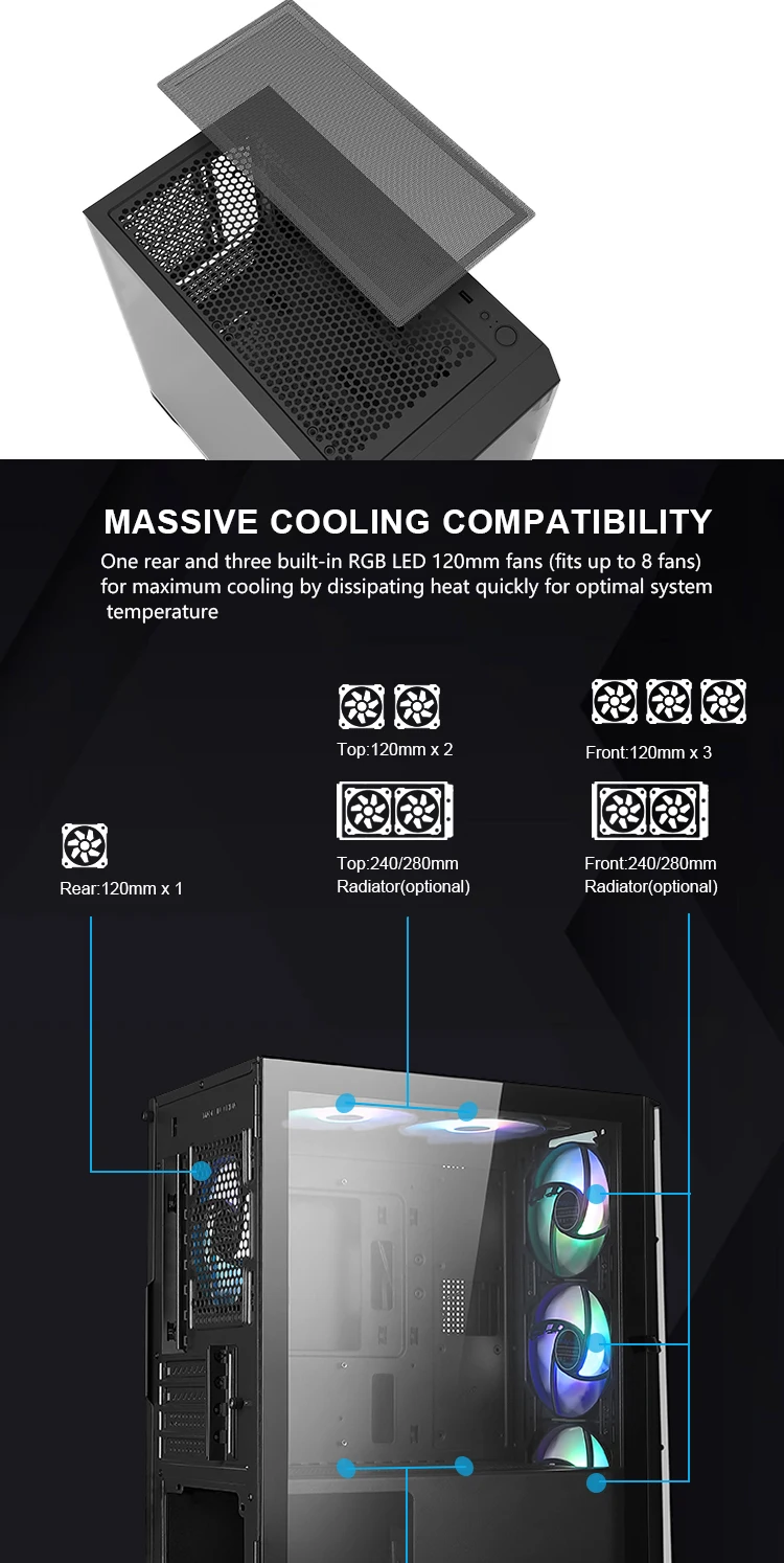 High Quality Pc Case Gaming Pc Cabinet Gaming Computer Case With Rgb ...