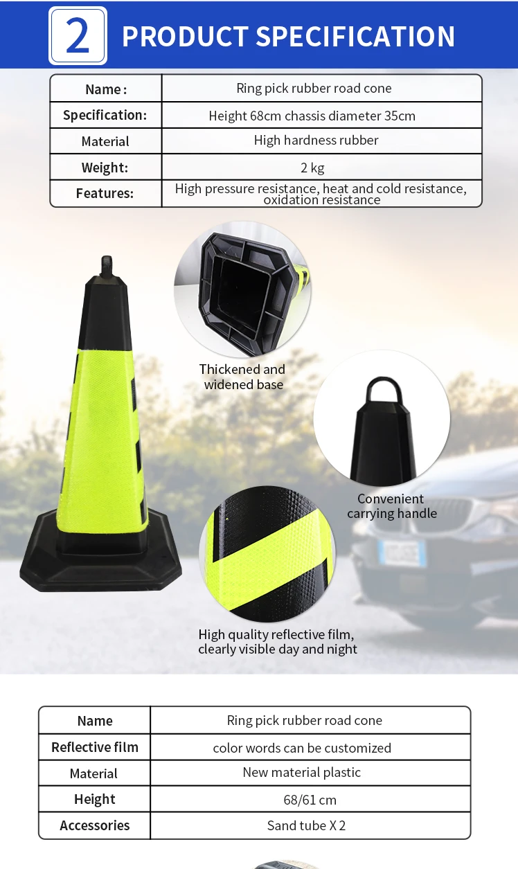 Wholesale Flexible Rubber Reflective Traffic Road Cones
