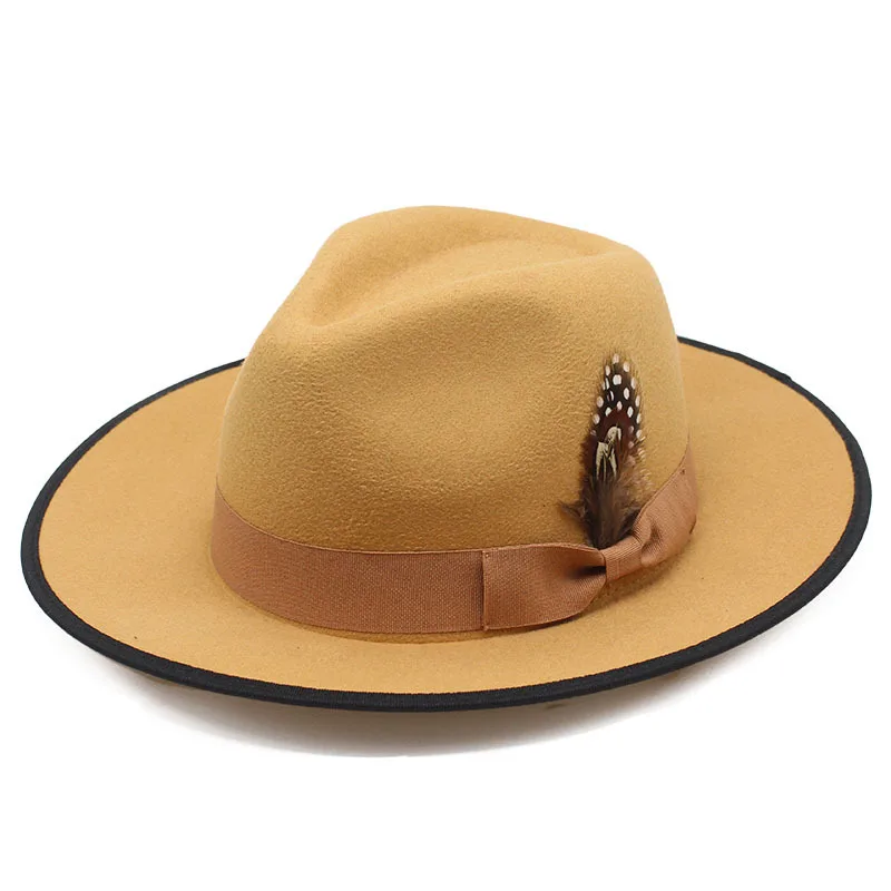 Classic Fedora Hats with Wide Brim Wool Felt for Travel