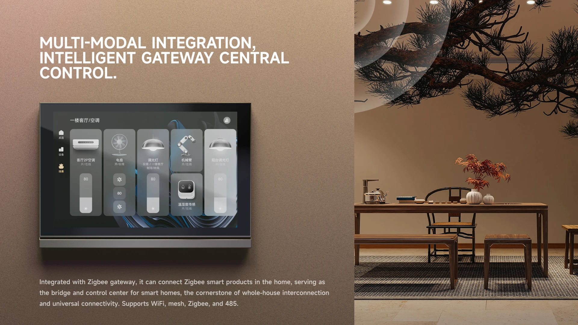 Tuya Smart Home Zigbee Gateway Wifi Zigbee Smart Control Panel 8 Inch Multi-function Music Wall ...