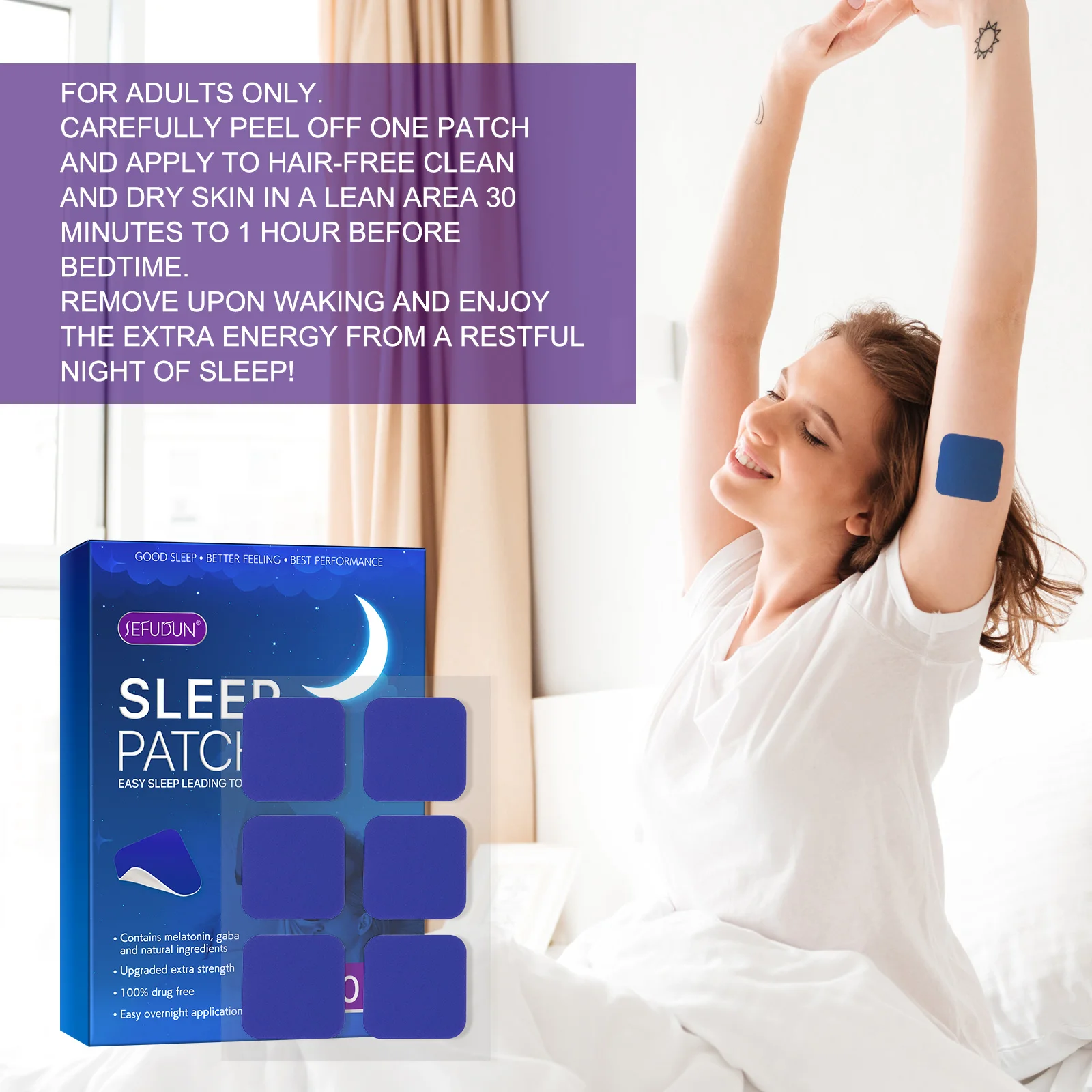 SEFUDUN Sleep Patches - Natural Melatonin for Restful Sleep