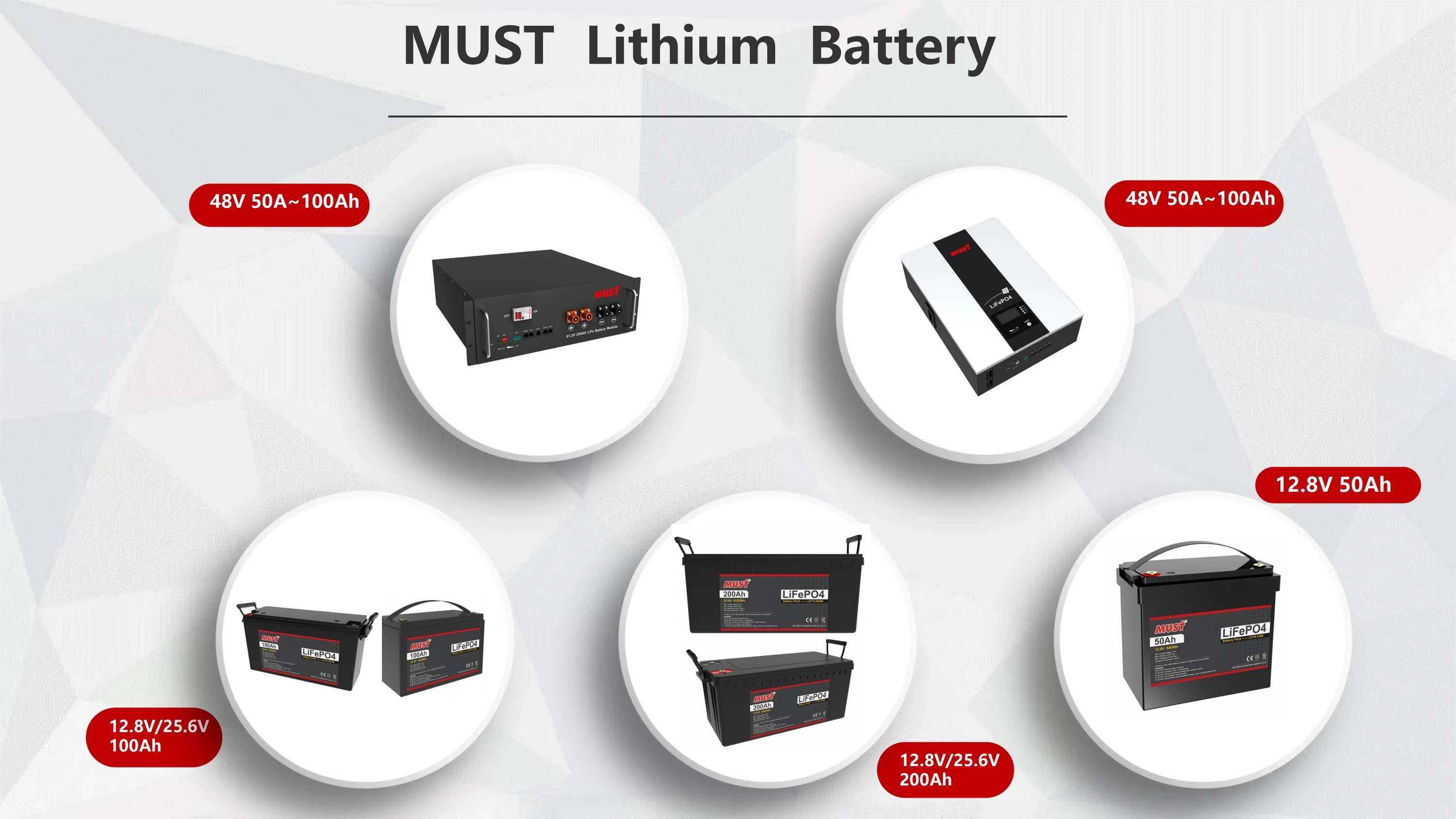 MUST 24V 5kwh Solar Panel Phosphate 200ah Battery Pack