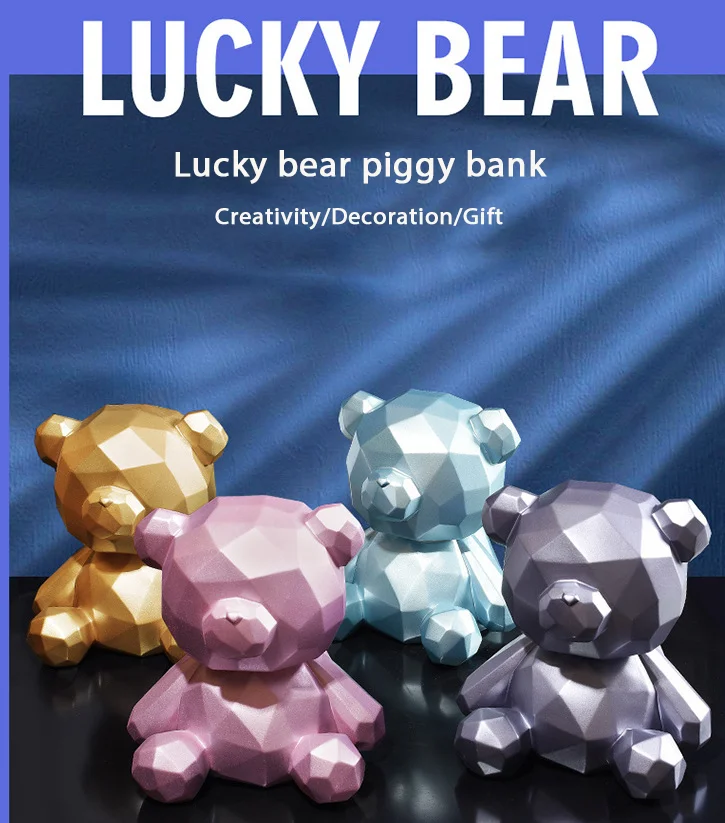 Geometric Teddy Bear Money Bank For Kids; Kids Money Bank Saving ...