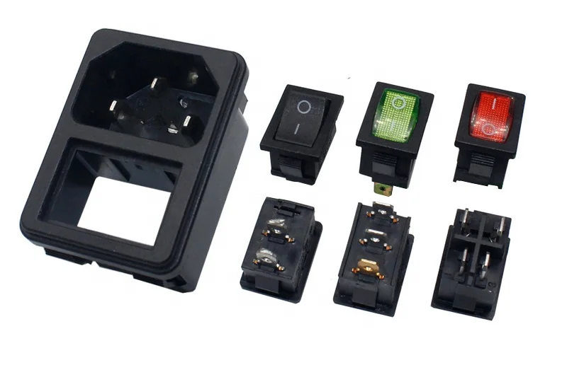 C14 Socket with Rocker Switch - 10A 250V Electrical Connector