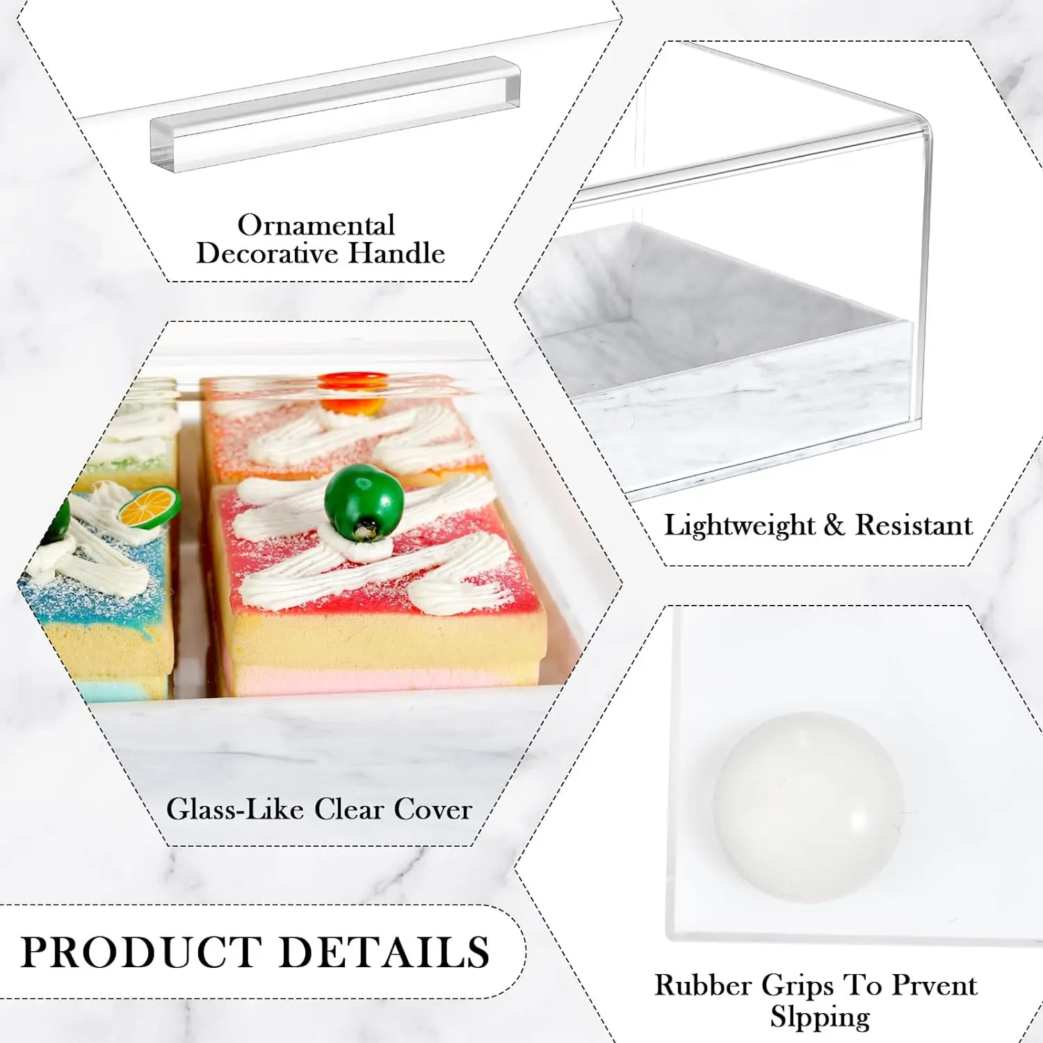 Acrylic Bread Box Rectangular Cake Tray With Lid Food Tray Dessert Cake ...