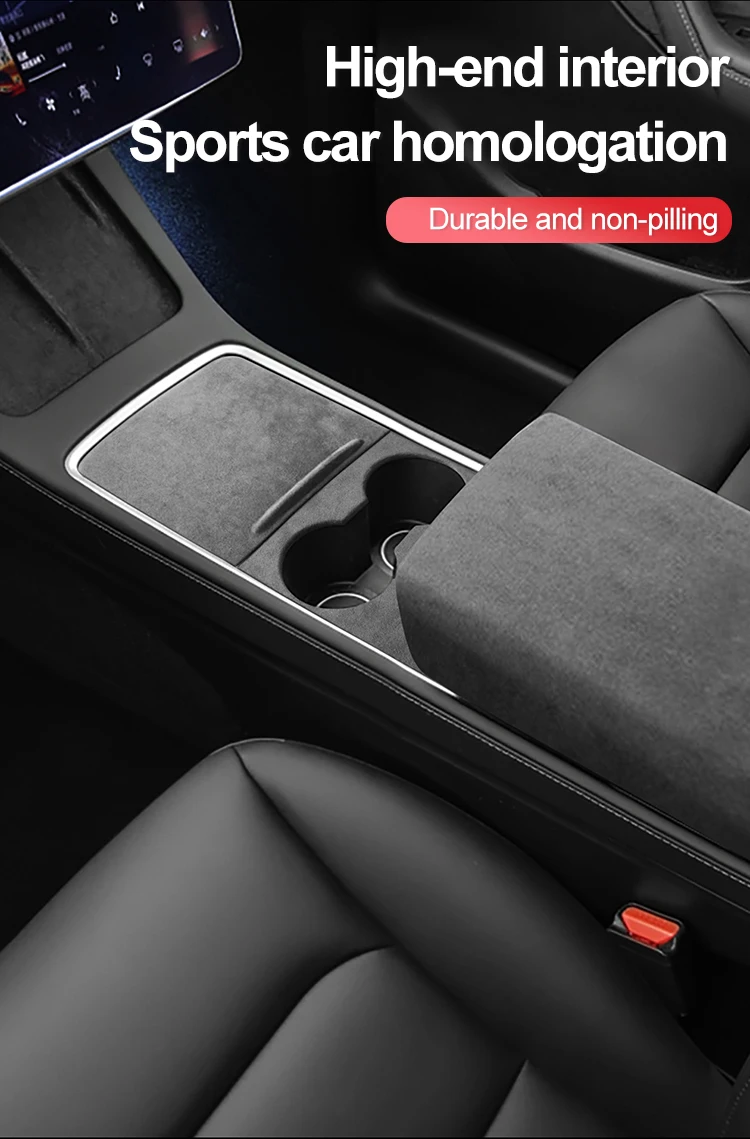 Alcantara Trims Center Cups Control Panel Covers For Tesla Model 3/Y ...
