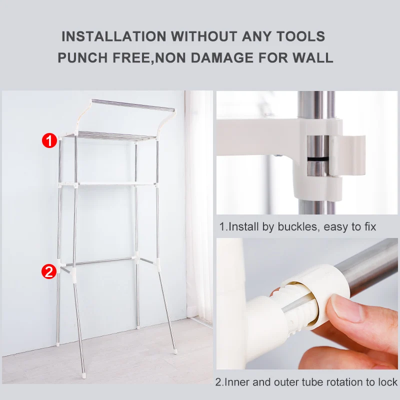 Baoyouni 2 Tier Space Save Bathroom Accessory Stand Washing Machine ...