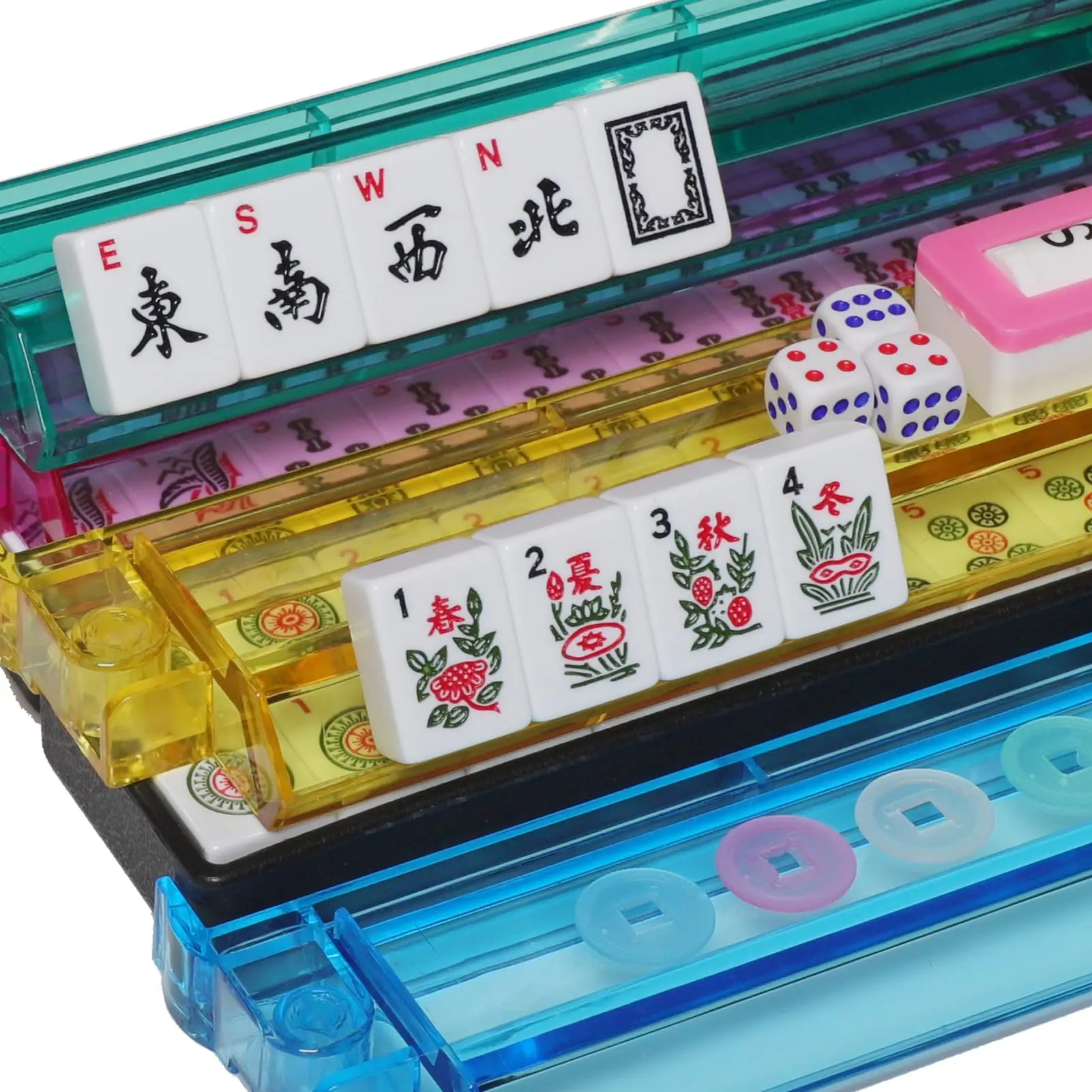 All-in-One Majiang Tile Rack Pusher Acrylic Mahjong Pusher Combo 166 ...