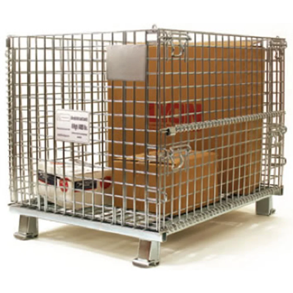 Galvanized steel wire mesh folding wire mesh container Workshop ...