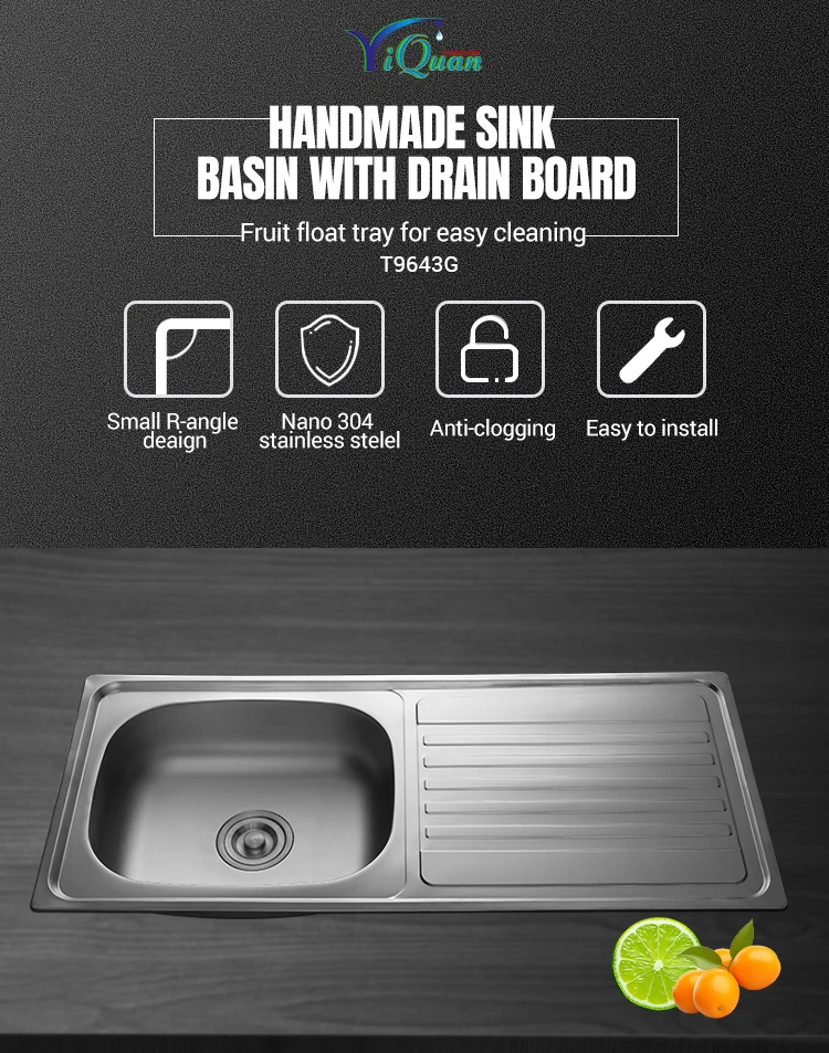 Single Bowl Kitchen Sink Stainless Steel With Drain Board Multifunction Kitchen Sink For ...