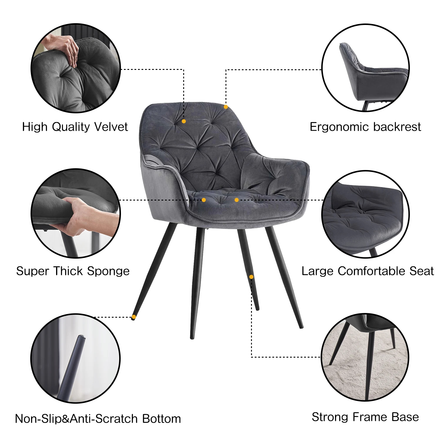 Italian Modern Luxury Relax Leather Upholstered Velvet Arm Metal Leg ...