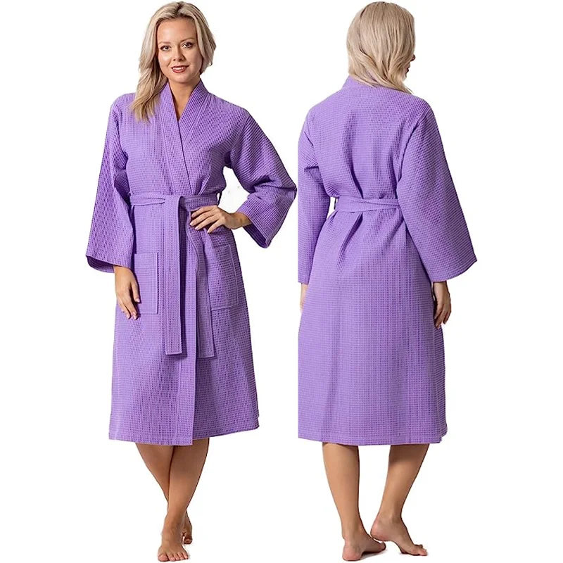 Custom Waffle Luxury Thin Soft House Bath Robe Women Knit Bathrobes For ...