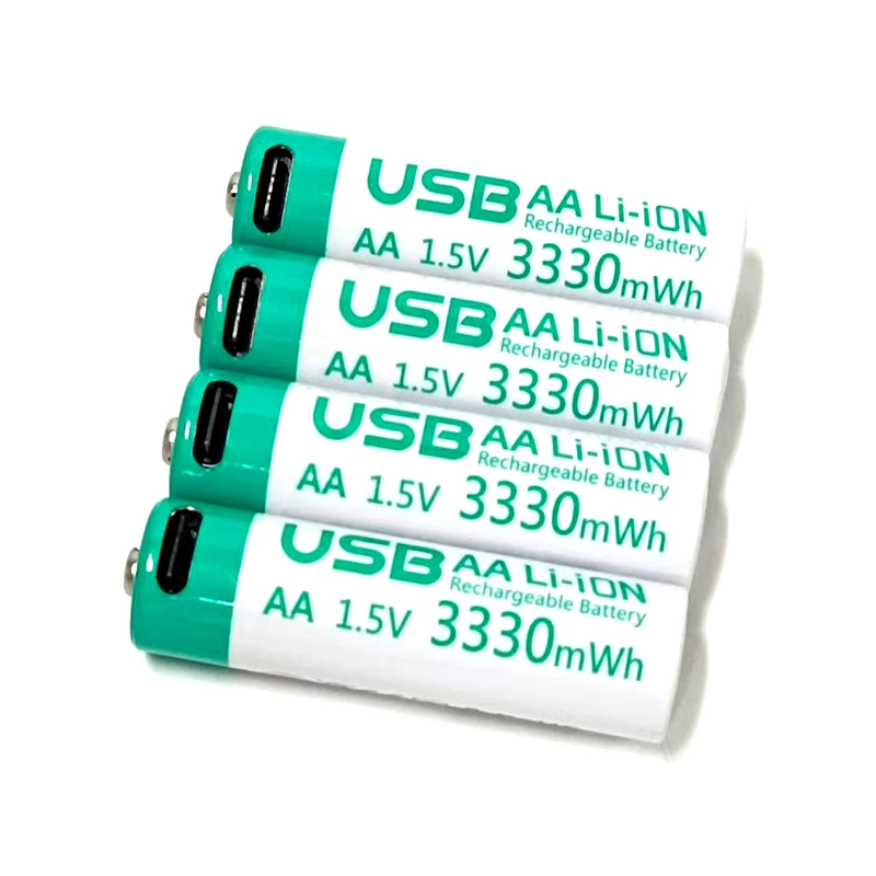 High-capacity 1.5V Rechargeable Batteries with USB C Charger