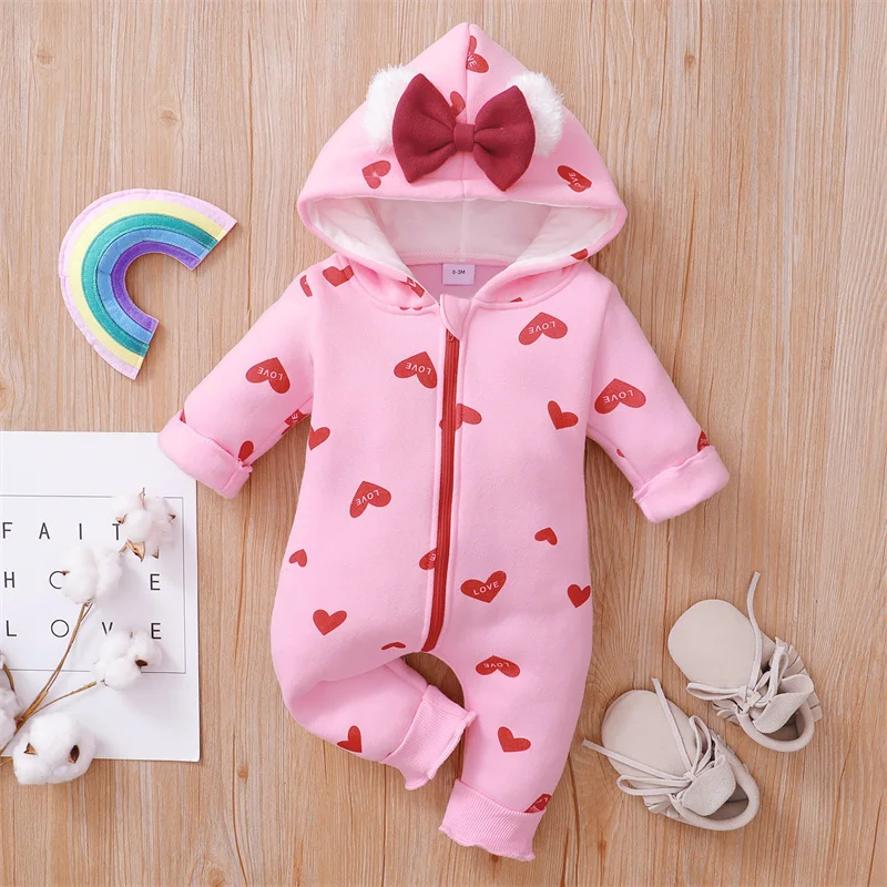 Cute Baby Winter&Autumn Clothes Newborn Infant Jumpsuit Inside Fleece Rompers Autumn Overalls ...
