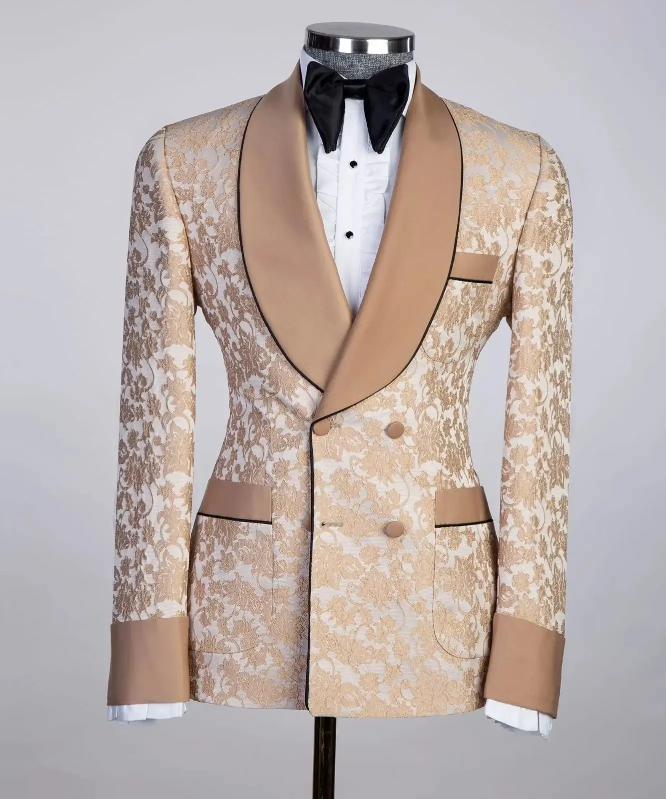 Custom Men's Suits - Elegant Shawl Lapel Double Breasted