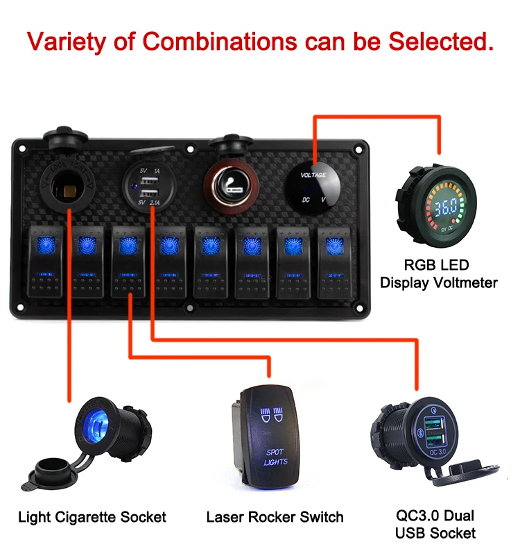 Marine Rocker Switch Panel With Dual Usb & Voltmeter - Oem | Wholesale