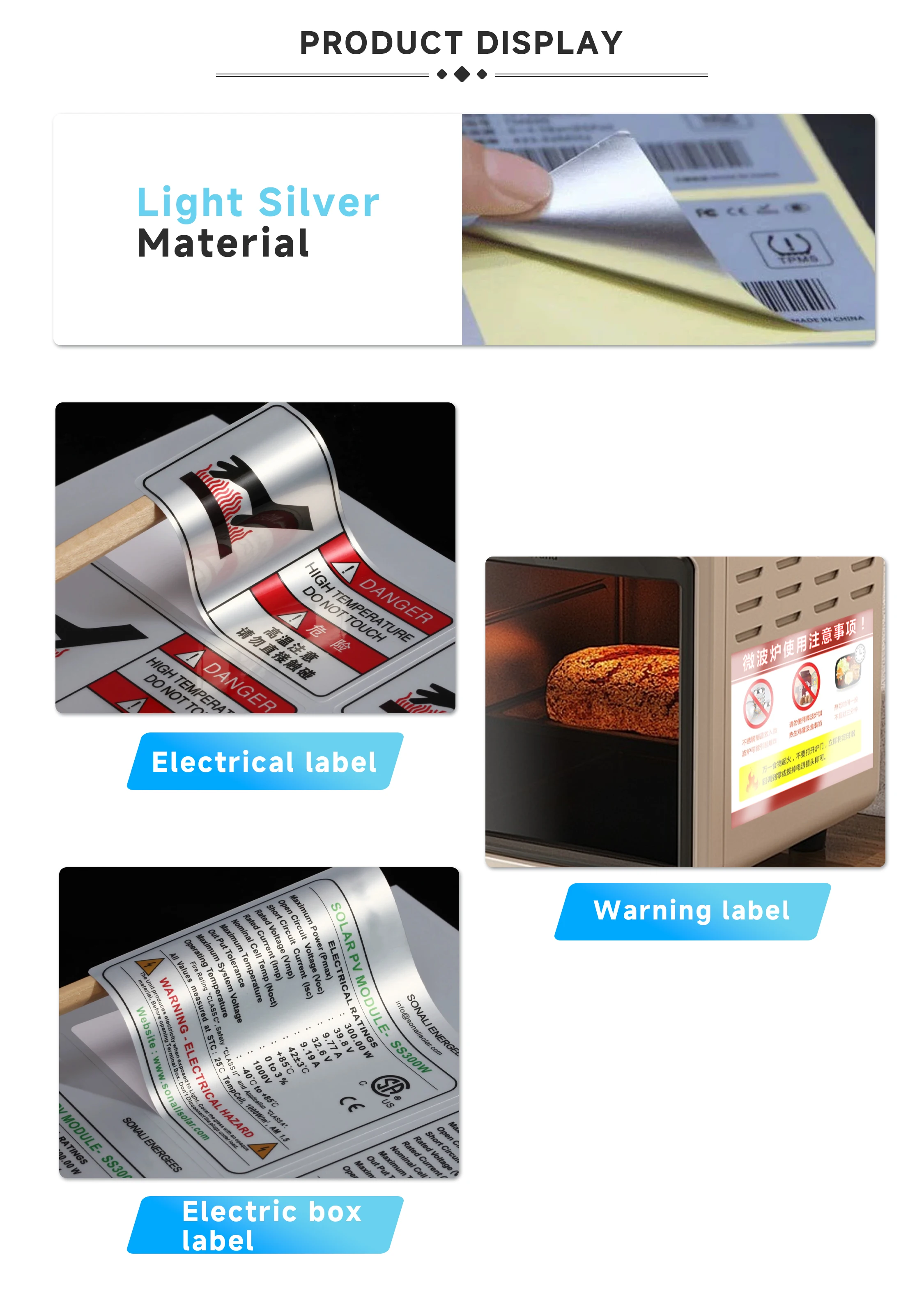 Custom High-temperature Warning Label Electrical Sticker Resistant ...