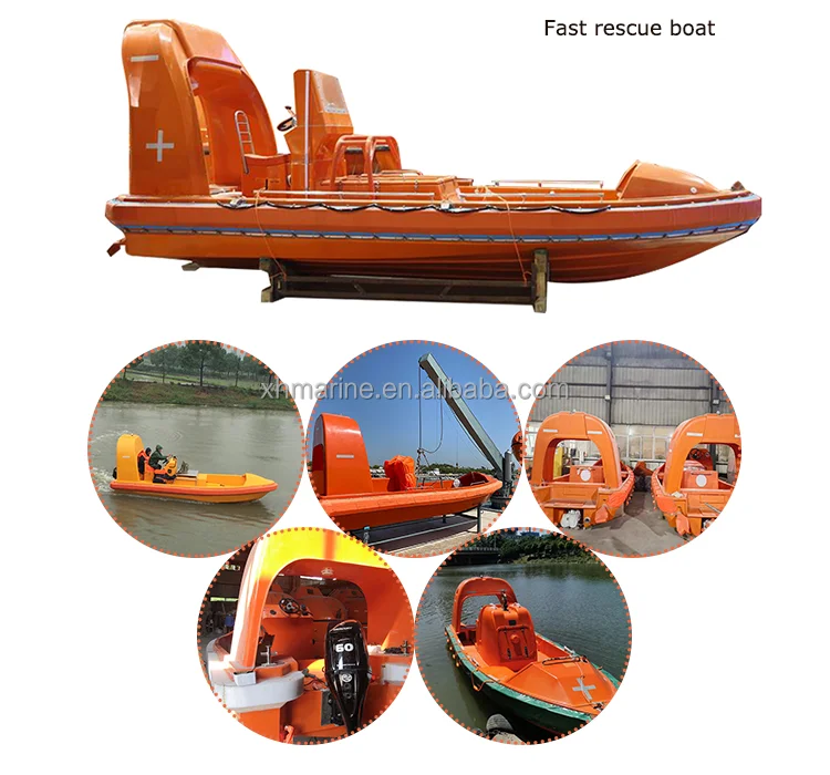Fast Rescue Boat Fiberglass Life Saving Boat High Speed Boat With Davit ...