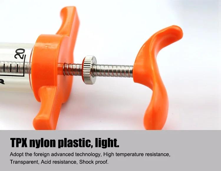 20ml Nylon TPX Veterinary Plastic Steel Syringe for Animal