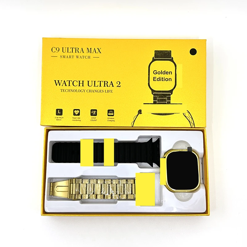 New C9 Ultra Max Smart Watch 9 Big Gold Watch 2.01 Inch Hd Wireless ...