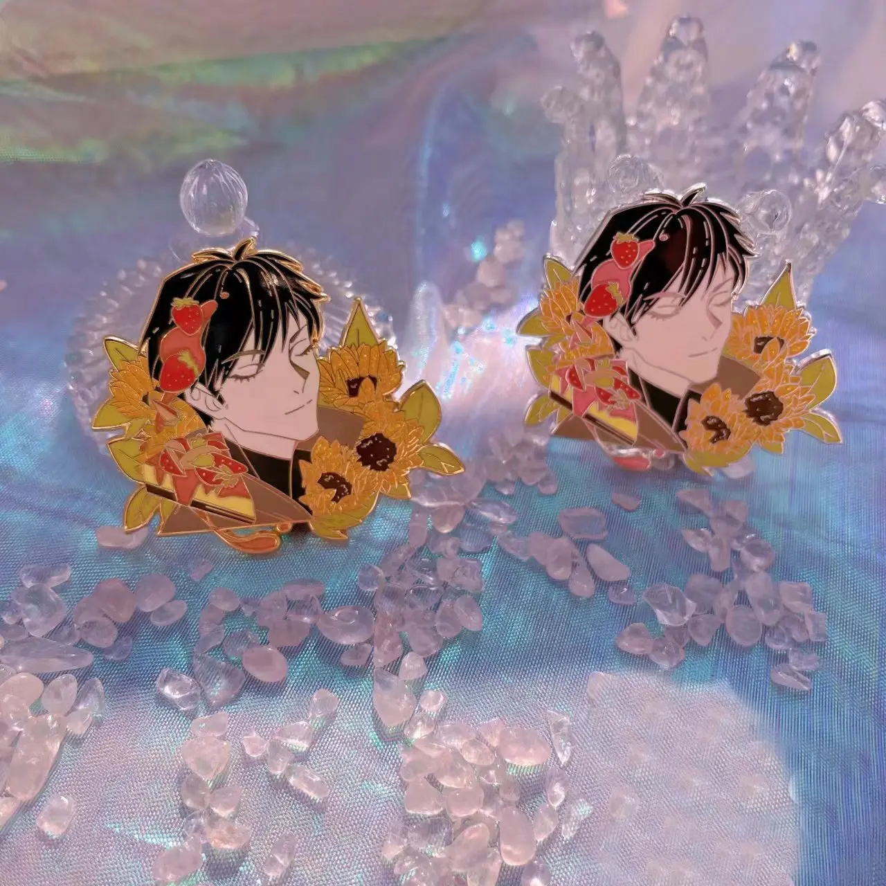 Wholesale Cute Anime Lapel Pins Logo Screen Printing Glitter Soft ...