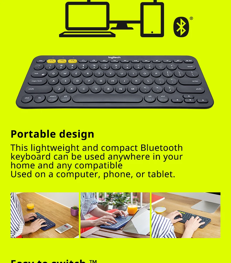 Logitech K380 Wireless Keyboard Multi-device Bluetooth Multi-color for ...