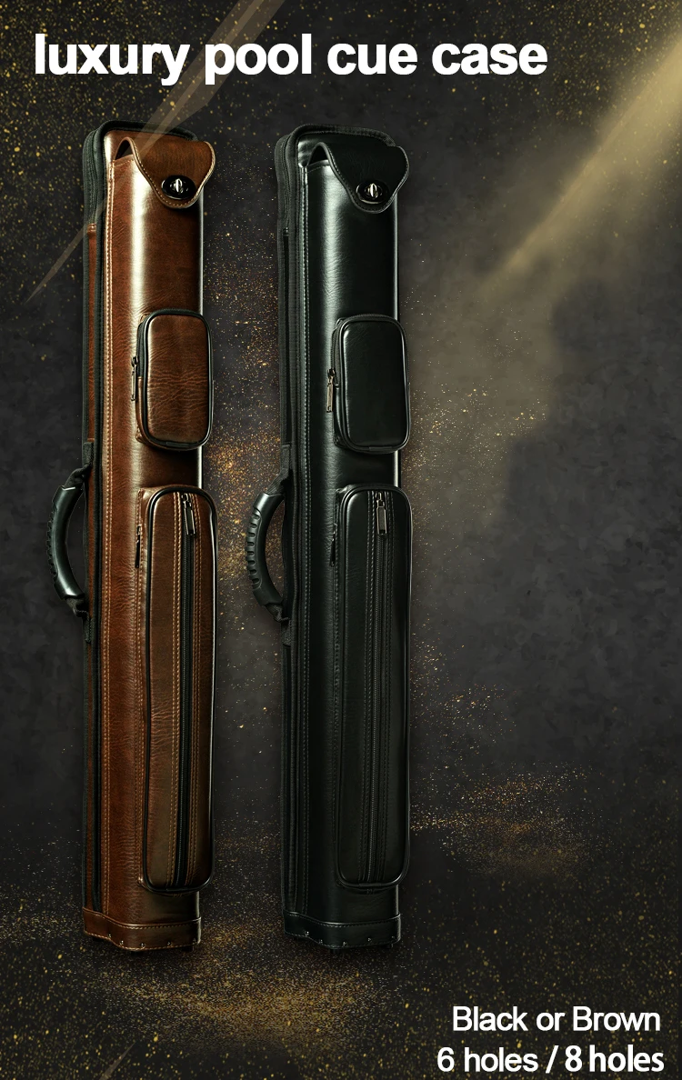 6/8 Holes Pool Cue Case - Luxury PU Leather Carrying Case